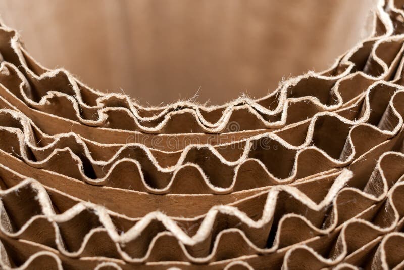 Close-up Semicircular Wavy Layers of Corrugated Cardboard. Stock Photo ...