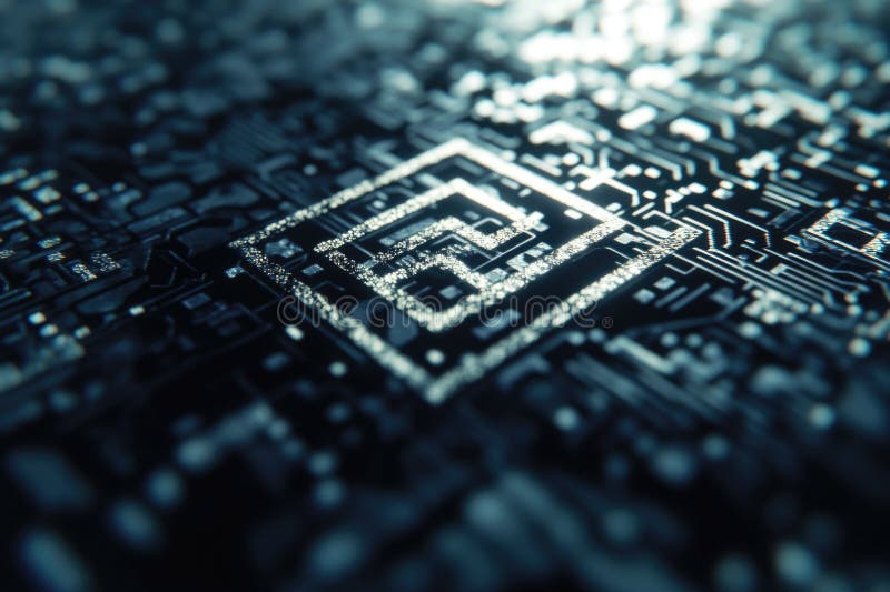 Close-up of Semiconductor Board with Circuitry Stock Illustration ...