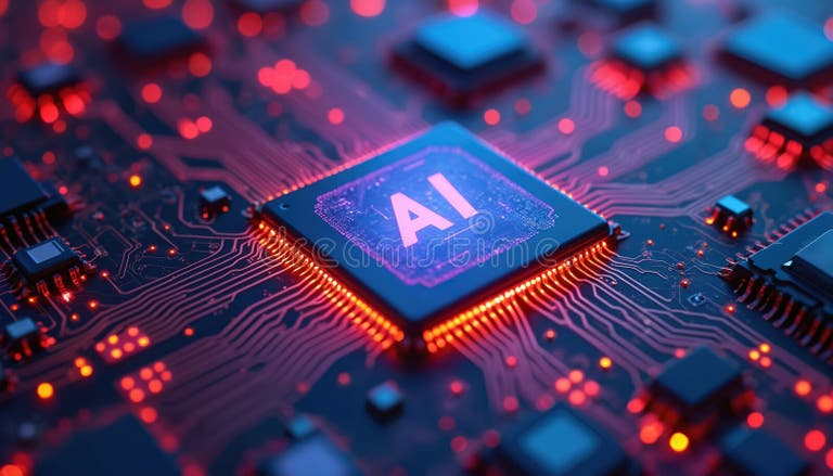 Close-up of Semiconductor Chip with AI Logo Inside a Circuit Board ...