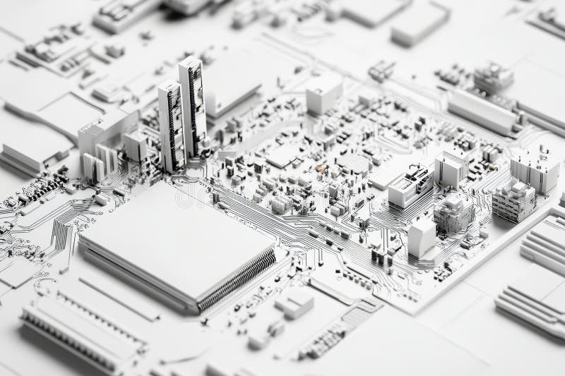Close Up of a Semiconductor Chip with Intricate Circuits on a Clean ...