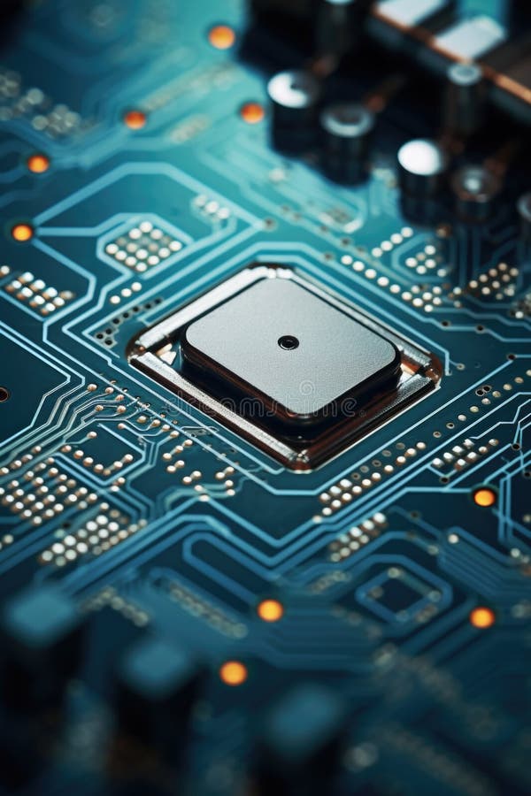 Close-up of a Semiconductor Chip on a Printed Circuit Board Stock ...