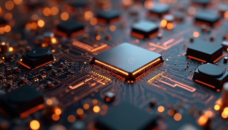 Close-up of Semiconductor Circuit Board, Microchip, Component ...