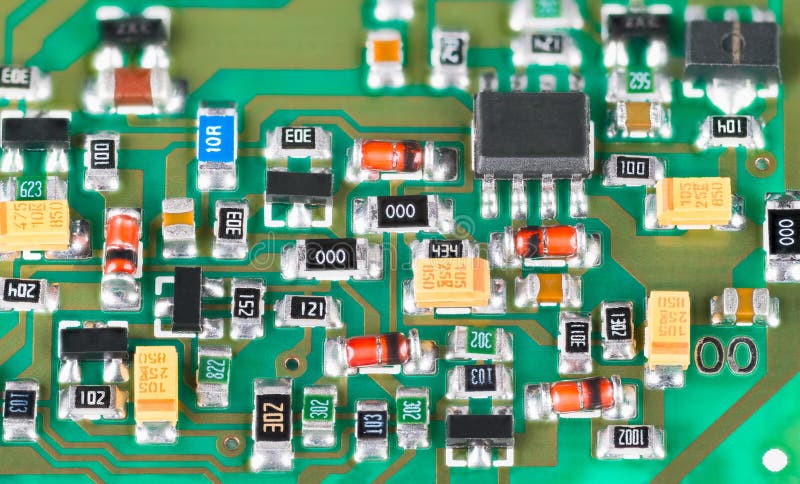 Close-up of Semiconductor Electronic Components with Surface Mount ...