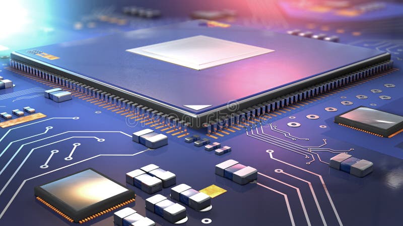 Close Up of Semiconductor Processor on Computer Circuit Board Stock ...