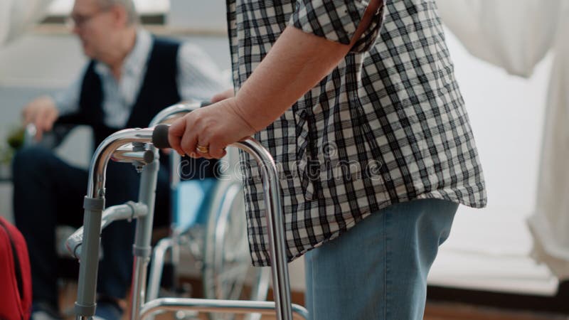 Close Up of Senior Patient with Disability Using Walk Frame Stock Image ...