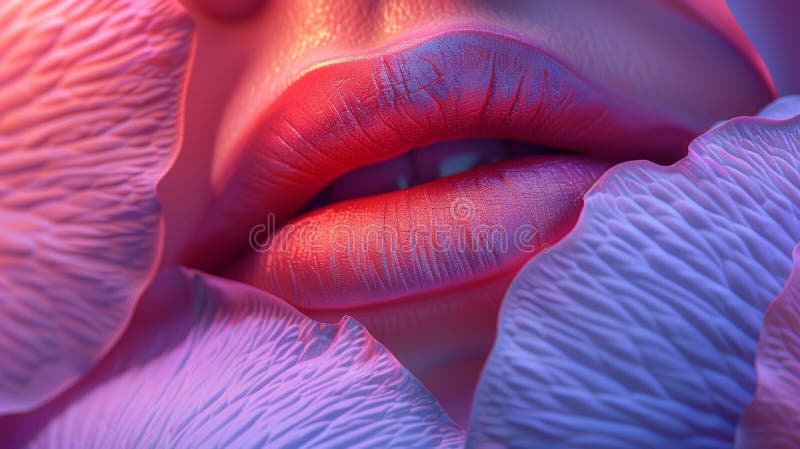 Close-up of Sensuous Red Lips with Texture Stock Illustration ...