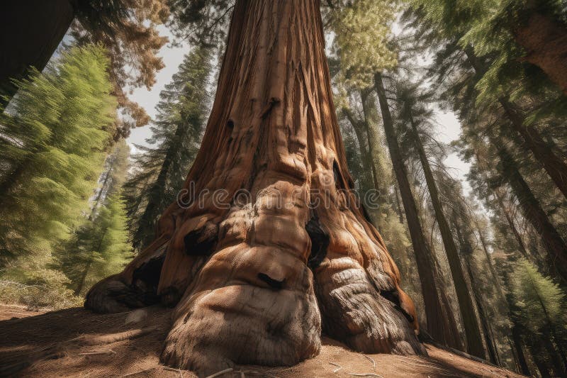 Close-up of a Sequoia Tree, with Its Massive Trunk and Towering Height ...