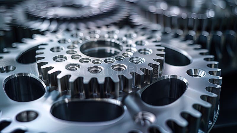 A Close Up of a Series of Gears with a Metallic Look Stock Image ...