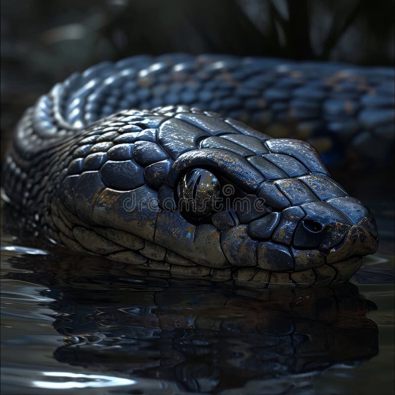 Close-up of a Serpent in Water Stock Illustration - Illustration of ...