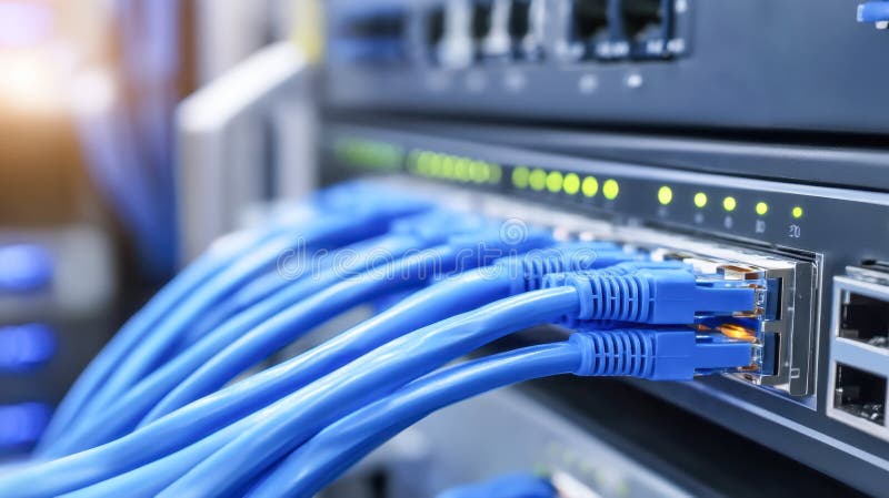 Close-up of Server Connections Highlighting Network Infrastructure in a ...