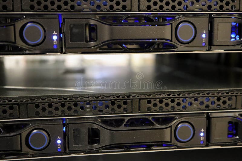 Close Up of a Server in Data Center Stock Photo - Image of light ...