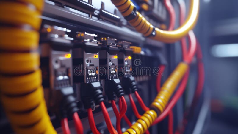 Server Room Cables Connecting To Network Hardware, Ensuring Seamless ...