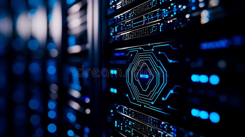 A Close Up of a Server in a Data Center Stock Illustration ...