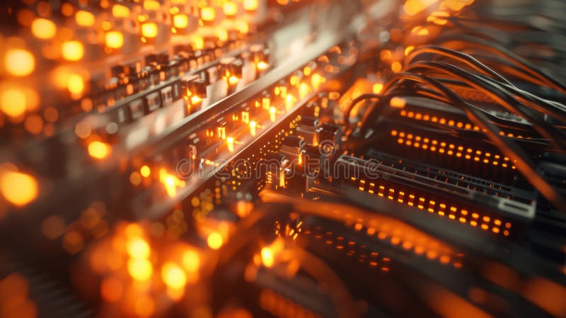 Close-up of a Server Rack with Glowing Lights and Cables Stock ... Close-up of a Server Rack with Glowing Lights and Cables Stock ...
