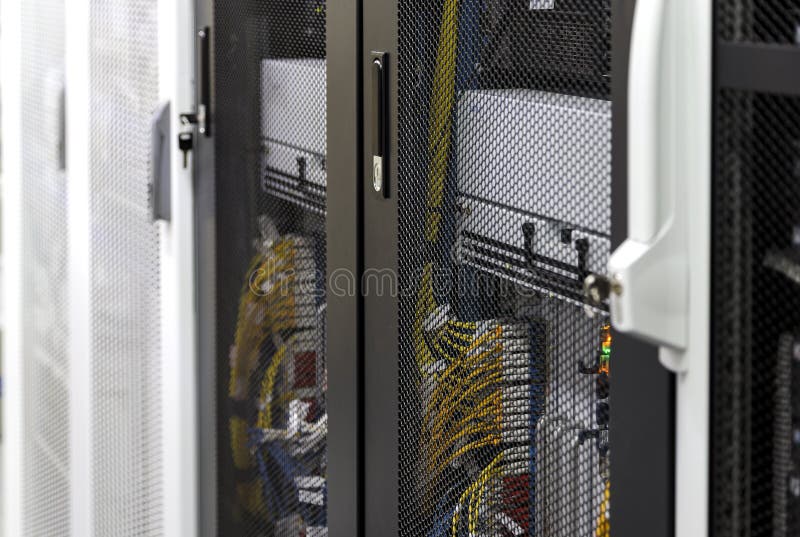 Close Up Server Rack Inside with Depth of Field and Floating Focus ...