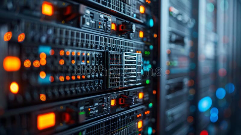 A Close Up of a Server Rack with Lights and Buttons, AI Stock Photo ...