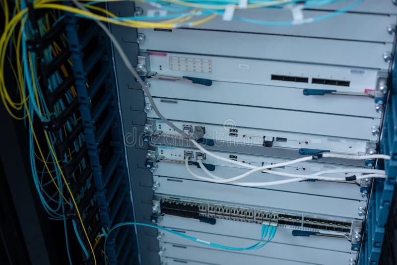 Close Up of a Server Rack with Network Cables Stock Image - Image of ...