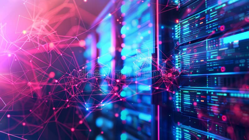 Server Racks with Network Connections Close Up of Server Racks with ...