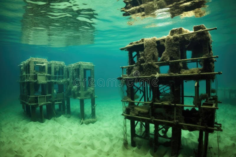 Close-up of Server Racks Submerged Underwater Stock Illustration ...