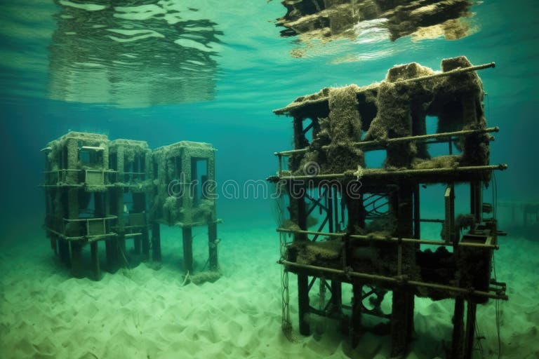 Close-up of Server Racks Submerged Underwater Stock Illustration ...