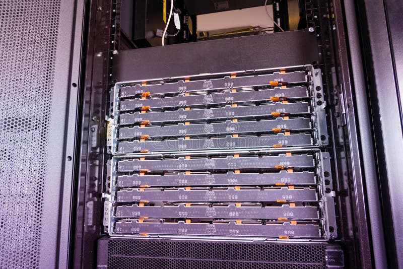 Close-up of a Server with Trays Filled with Hard Disks Inside in Stock ...