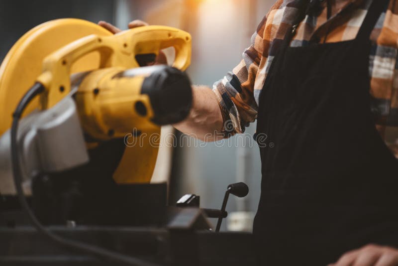 Close-up of Service Mechanic Working on Electrical Grinding Machine in ...