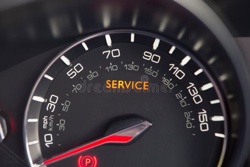 Close Up of Service Warning Light in Car Stock Photo - Image of driving ...