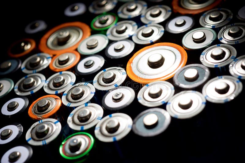 Close-up of AA Batteries on a Smooth Surface. Focus on Battery Detail ...