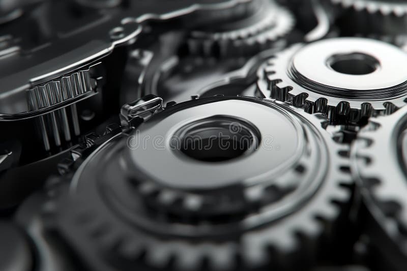 A Close Up of a Set of Gears with a Metallic Look Stock Illustration ...