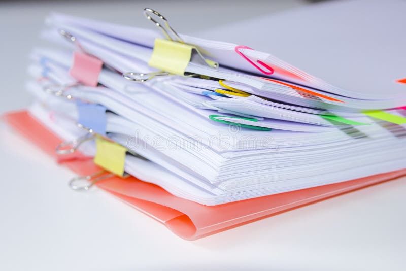 Close-up of a Set of Sheets Attached by Clips and Clamps. Horizontal ...