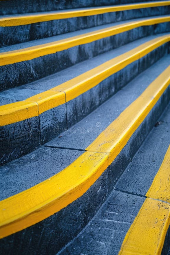 Close Up of a Set of Yellow Steps, Perfect for Architectural and ...