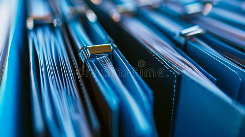 A Close Up of Several Blue Folders Stock Photo - Image of folders ...