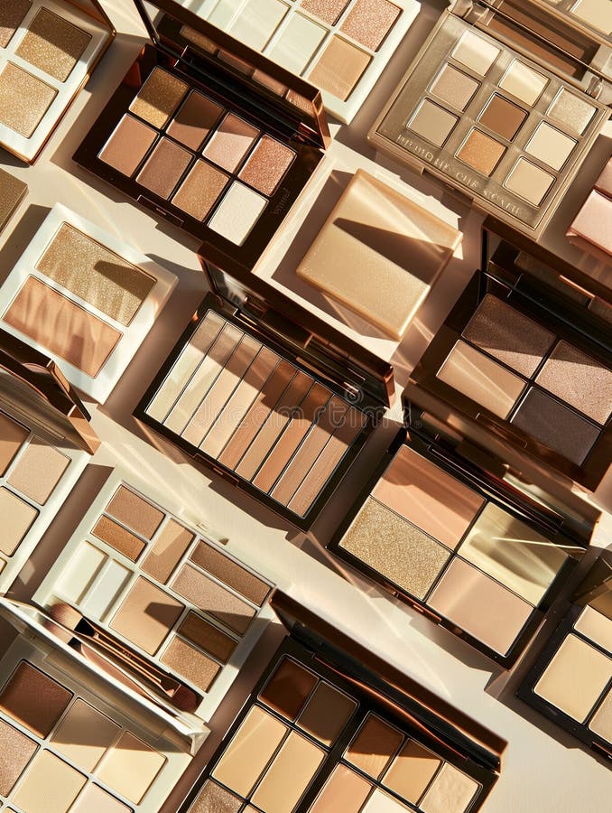 A Close-up of Several Different Makeup Palettes and Highlighters ...