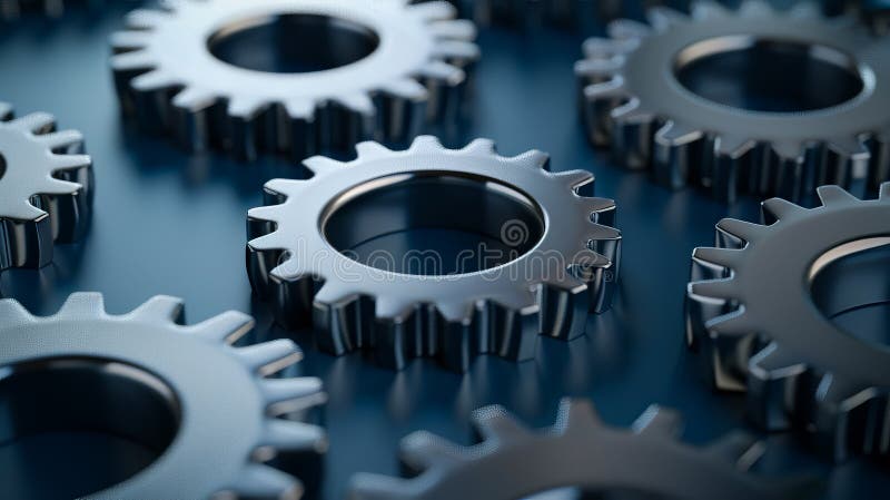A Close Up of Several Gears on a Blue Background Stock Photo - Image of ...