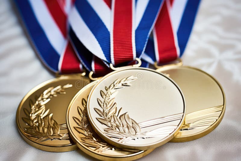 Close-up of Several Gold and Silver Medals Stock Photo - Image of ...
