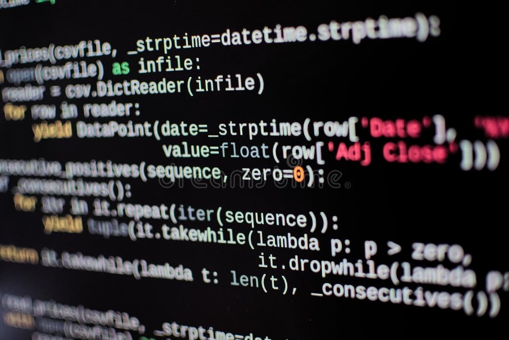 Programming Code on a Computer Screen Stock Image - Image of concept ...
