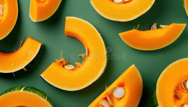 A Close Up of Several Pieces of Orange Squash Stock Illustration ...
