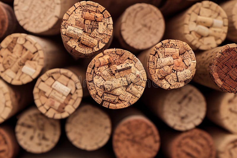 A Close Up of Several Wine Corks Stacked Together in a Pile with One ...