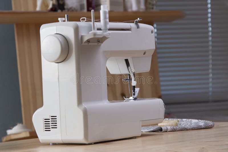 Close-Up of Sewing Machine at Home Interior Stock Photo - Image of ...