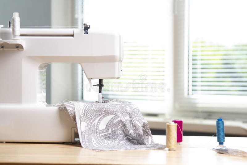 Close-Up of Sewing Machine at Home Interior Stock Image - Image of ...