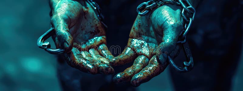Close-up of Shackled Hands. Selective Focus Stock Photo - Image of ...