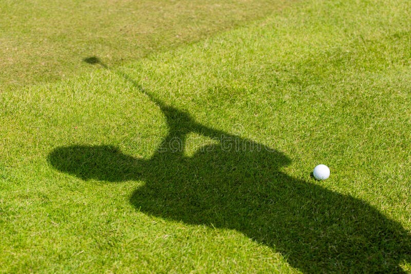 Shadow of a Golfer on the Field on Green Grass. Stock Image - Image of ...