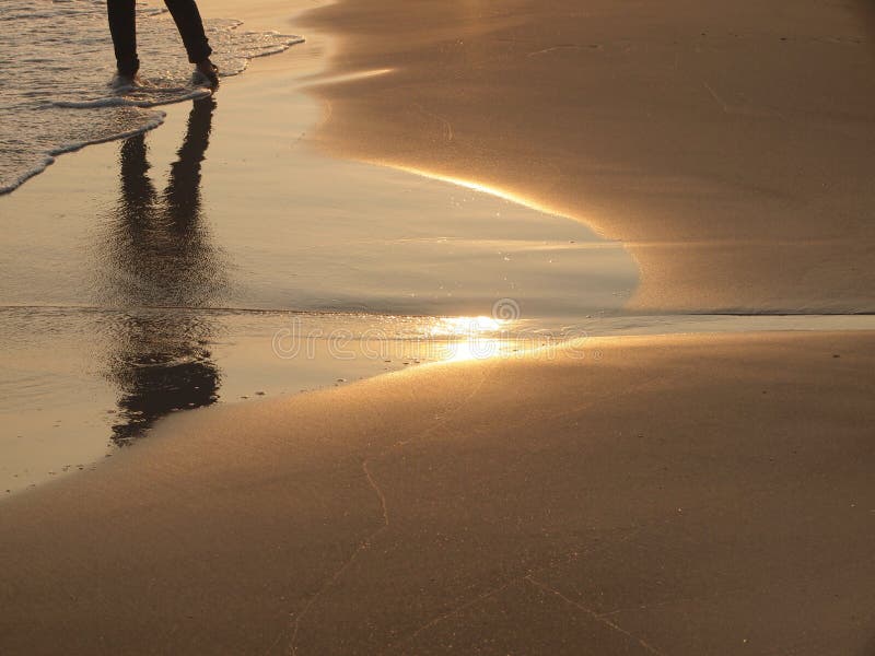 Man Shadow On The Hot Sea Sand Stock Image - Image of coast, beach ...