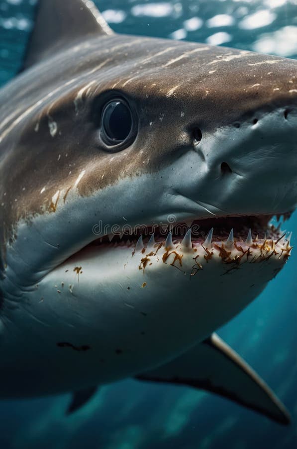 Close-up of a Sand Tiger Shark S Jaw, Showing Sharp Teeth and Ocean ...