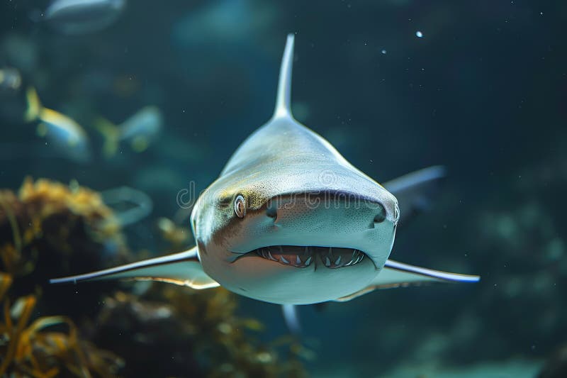 Close-up of a Shark Underwater, Its Sharp Teeth and Eye Visible ...