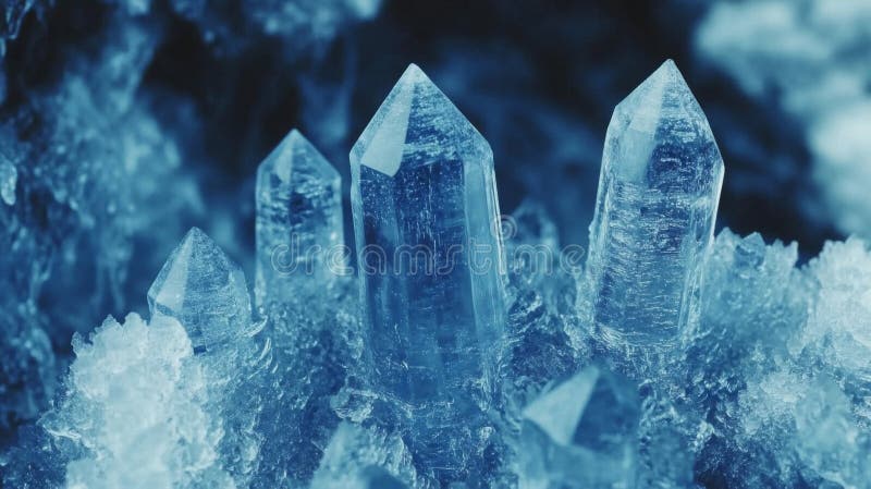 Close-up of Sharp, Blue Crystal Formations Stock Illustration ...