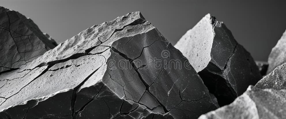 Close Up of Sharp Edged Rocks Displaying Cracks and Weathering Stock ...