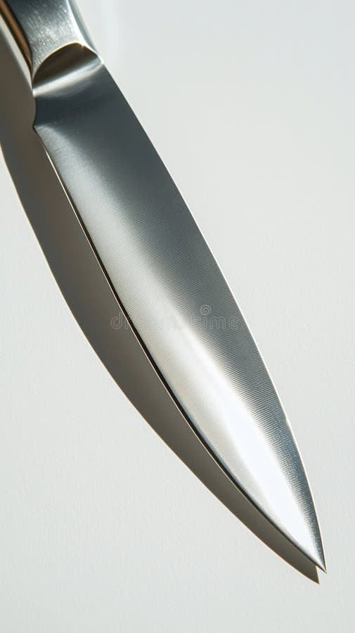 Sharp Kitchen Knife with a Sleek Blade and Polished Finish on a White ...