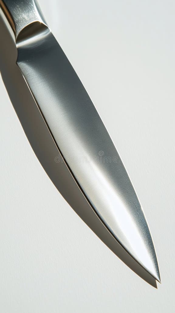 Sharp Kitchen Knife with a Sleek Blade and Polished Finish on a White ...
