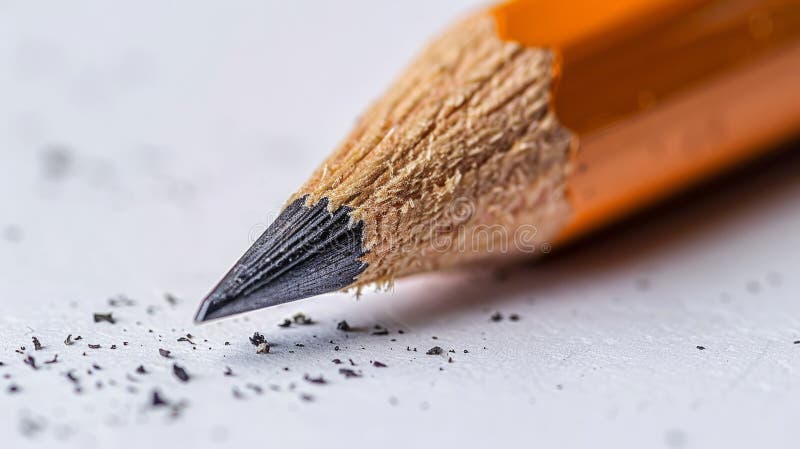 Close-up of a Sharp Pencil Tip with Shavings on a Surface. Stock Image ...